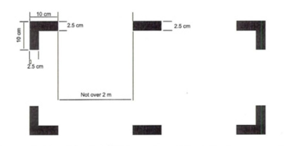 If the corner markings are more than 2 m apart, intermediate lines 9 cm ...